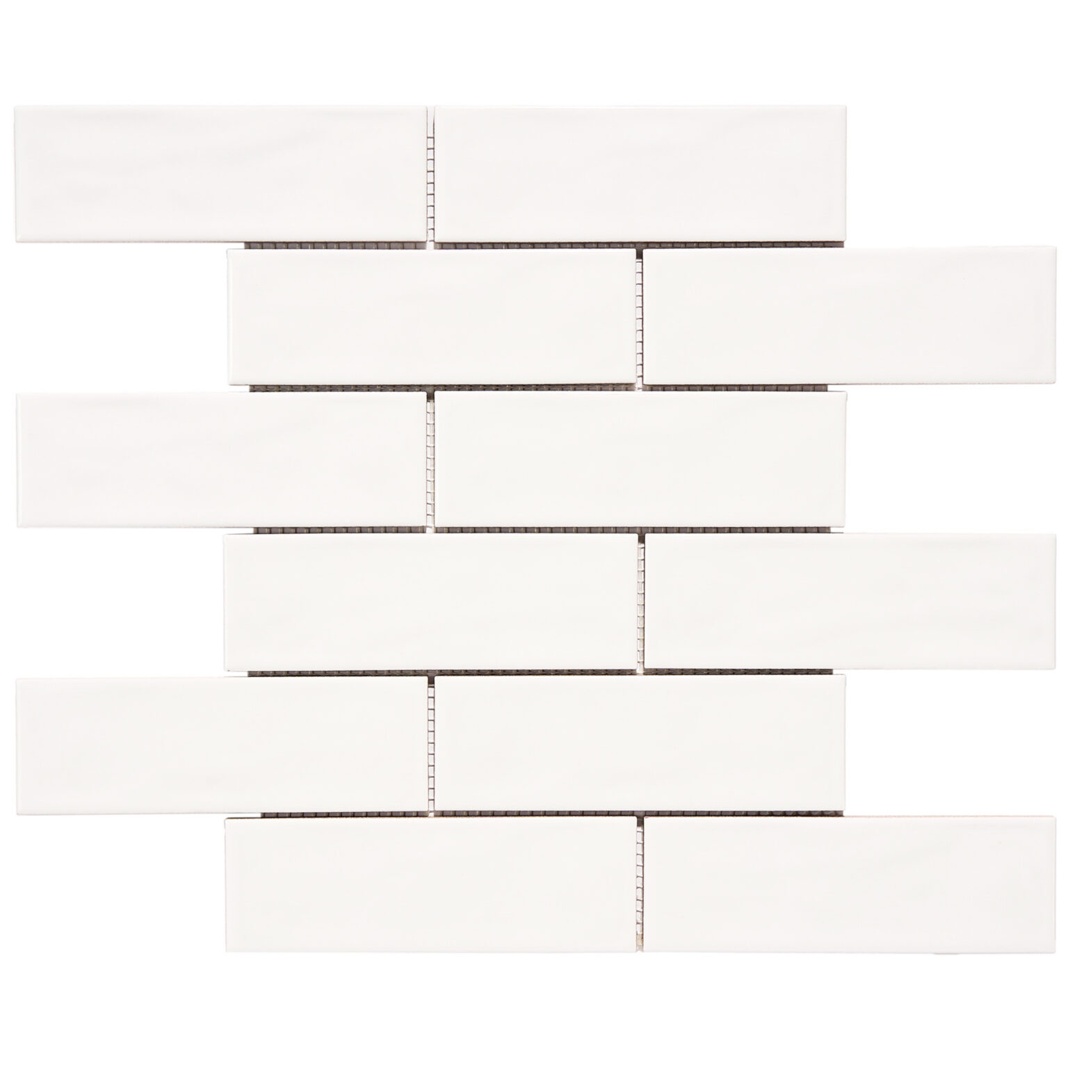 Forio 2" x 6" Brick White Glossy Porcelain Mosaic Tile - TilesnThings ...