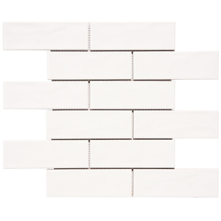 Forio 2" x 6" Brick White Glossy Porcelain Mosaic Tile - TilesnThings ...