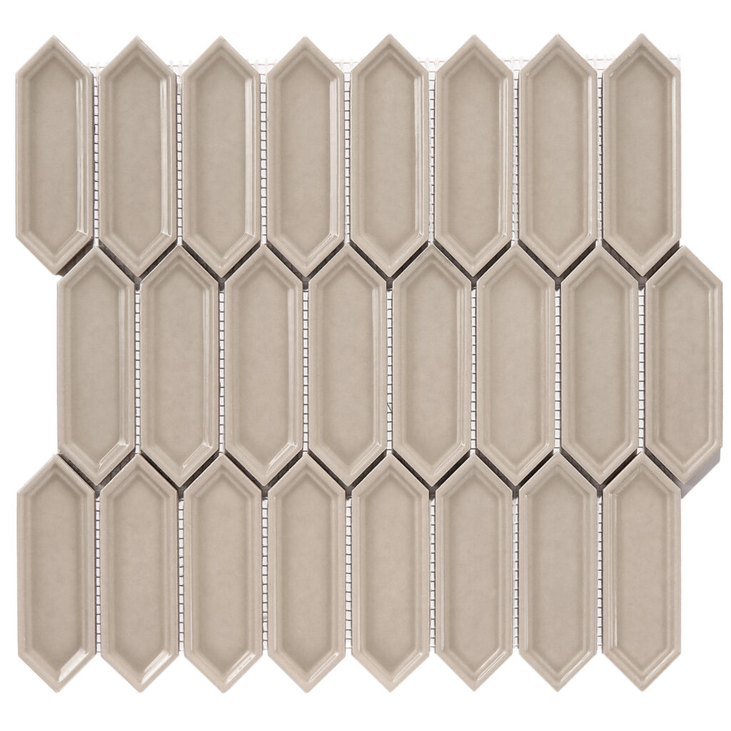 Forio 1.2" x 4.2" Picket Taupe Glossy Porcelain Mosaic Tile ...