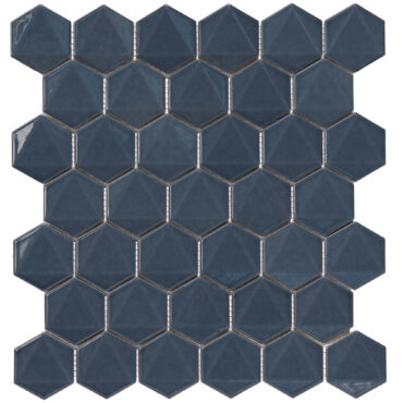 3D Hexagon 2" x 2" Blue Glossy Porcelain Mosaic Tile - Tiles'nThings ...