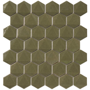 3D Hexagon 2" x 2" Green Glossy Porcelain Mosaic Tile - TilesnThings ...