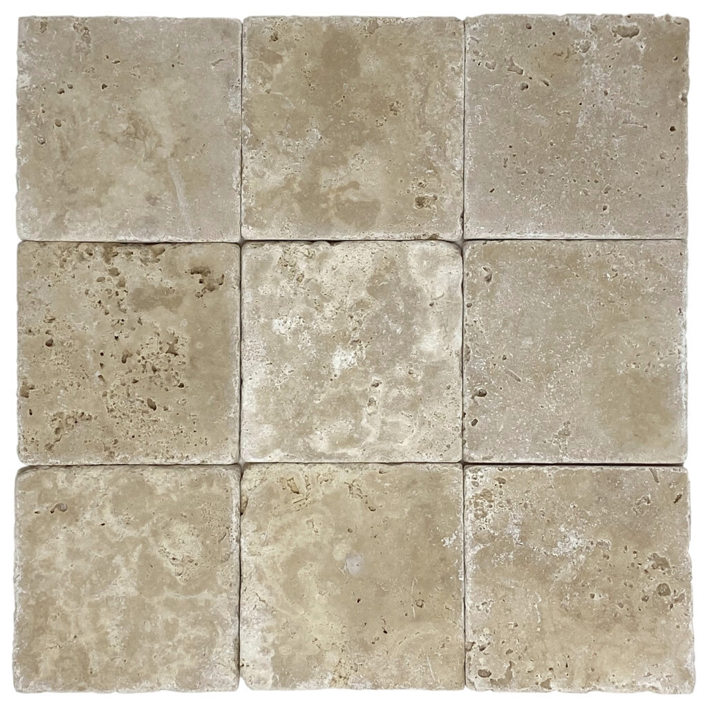 Ivory Travertine 4" x 4" Tumbled Tile - TilesnThings | Online Tile ...