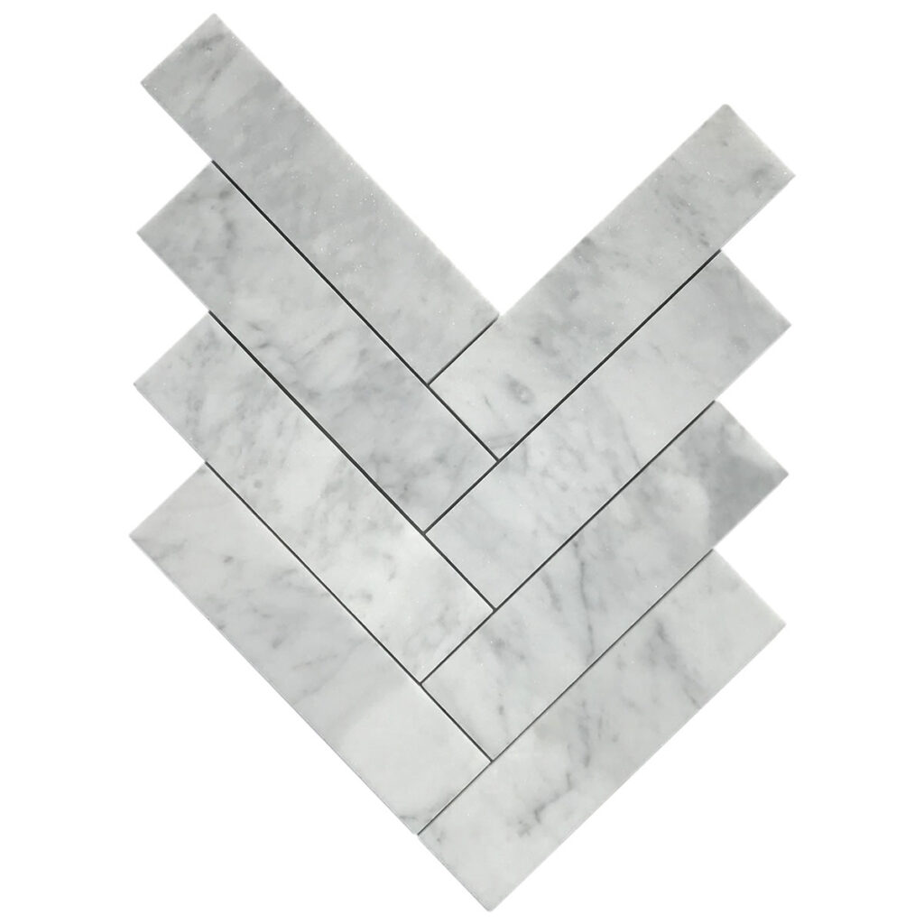 Carrara Marble 2" x 8" Herringbone Honed Mosaic Tile - TilesnThings ...
