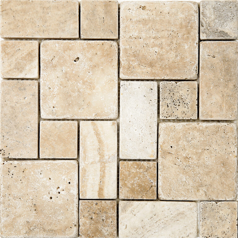 Liberty Travertine Roman Pattern Tumbled Mosaic Tile - Tiles'nThings ...