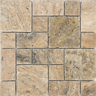 Rustic Desert Travertine Roman Pattern Tumbled Mosaic Tile ...