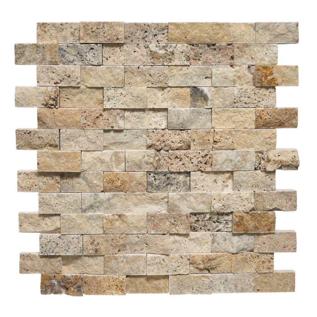 Rustic Desert Travertine 1" x 2" Split Face Mosaic Tile - TilesnThings ...