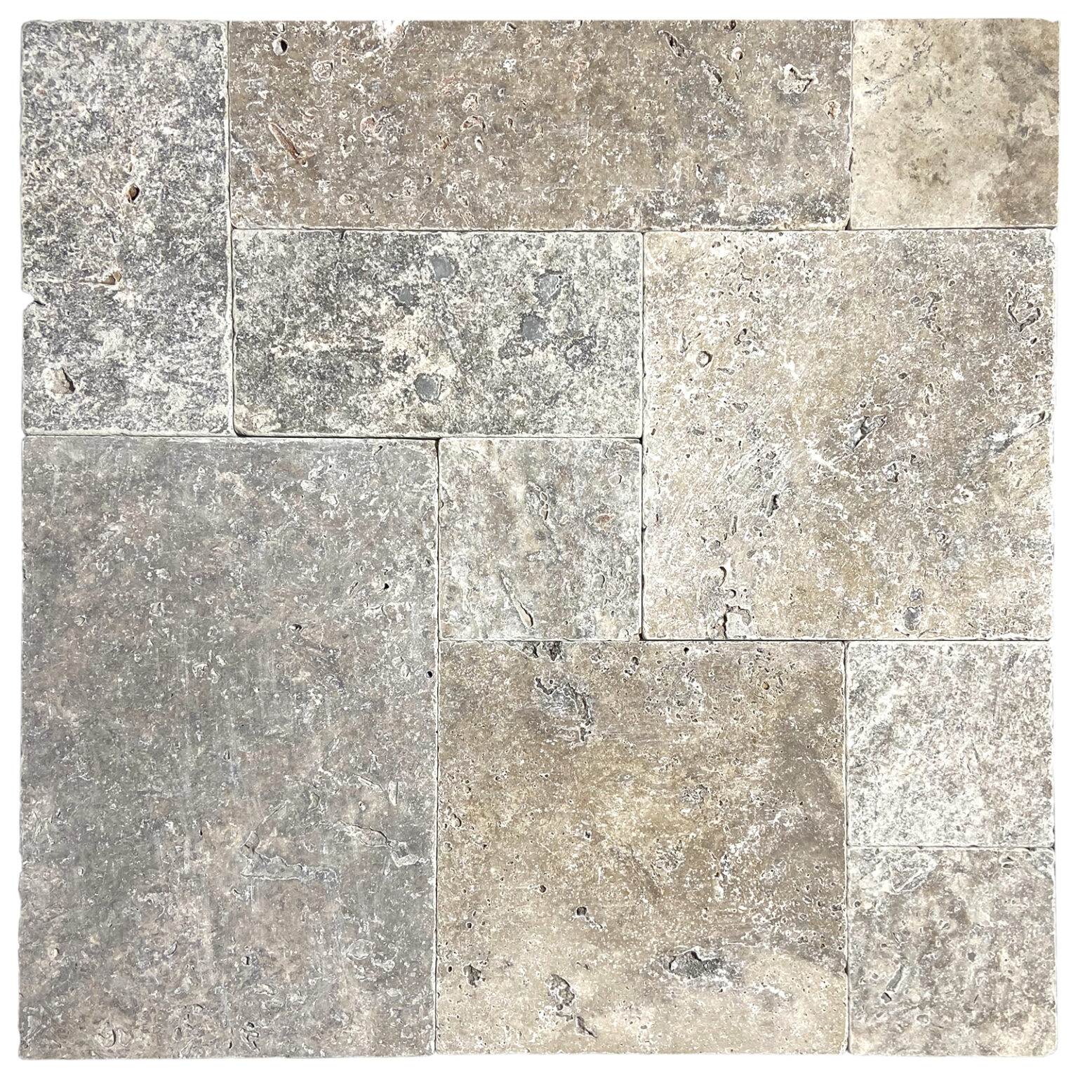 Vintage Silver Travertine 1.2 inch French Pattern Tumbled Paver ...