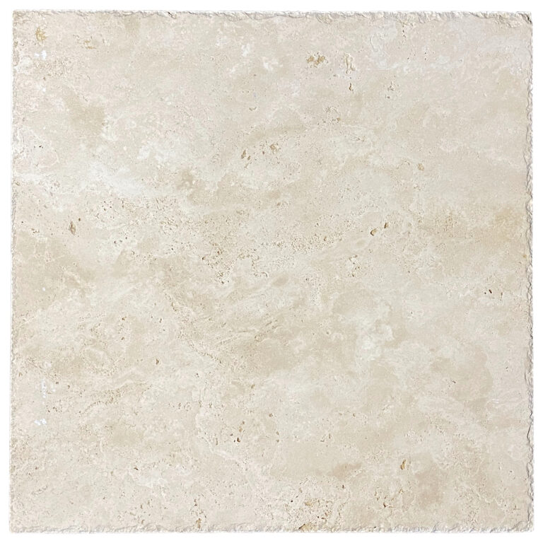 Ivory Travertine 18" x 18" Chiseled and Brushed Tile - TilesnThings ...