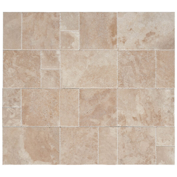 Beige Walnut Travertine Chiseled and Brushed French Pattern Tile ...